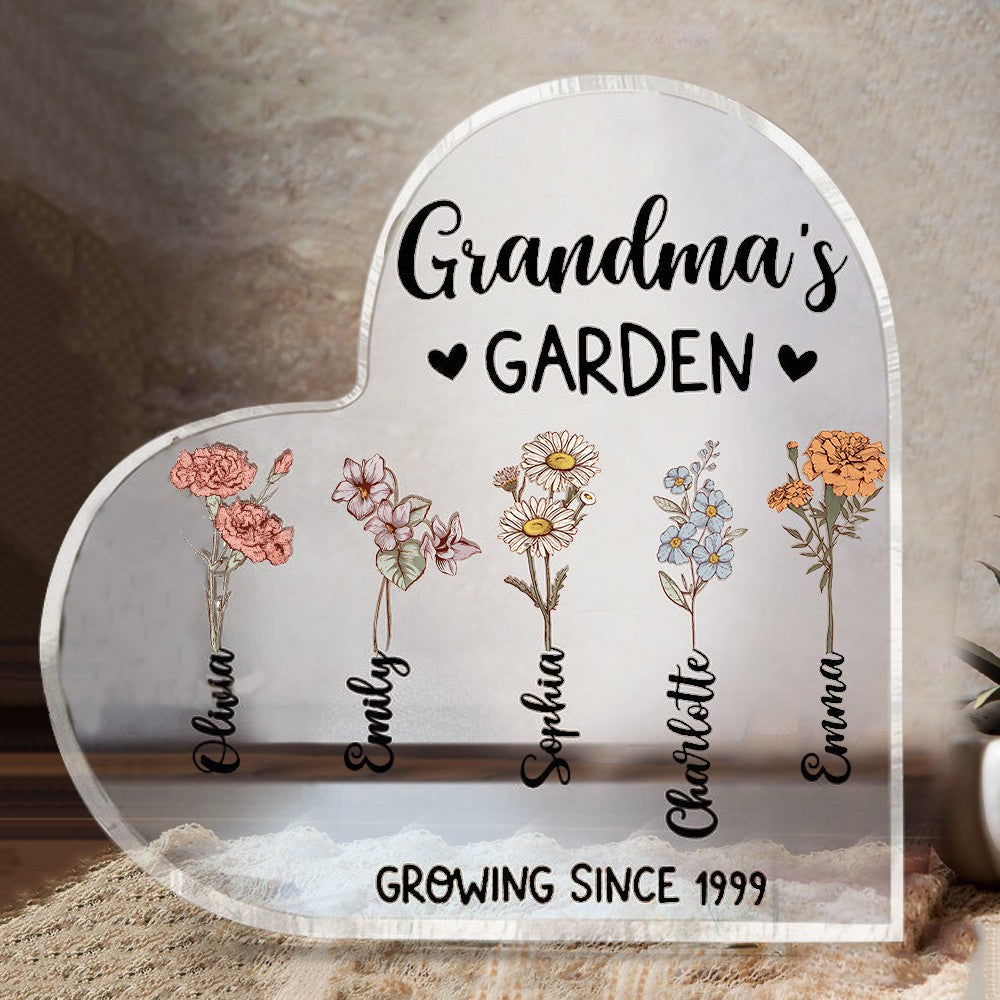 Personalized Grandma's Garden Birth Flower Acrylic Plaque Home Decor ...